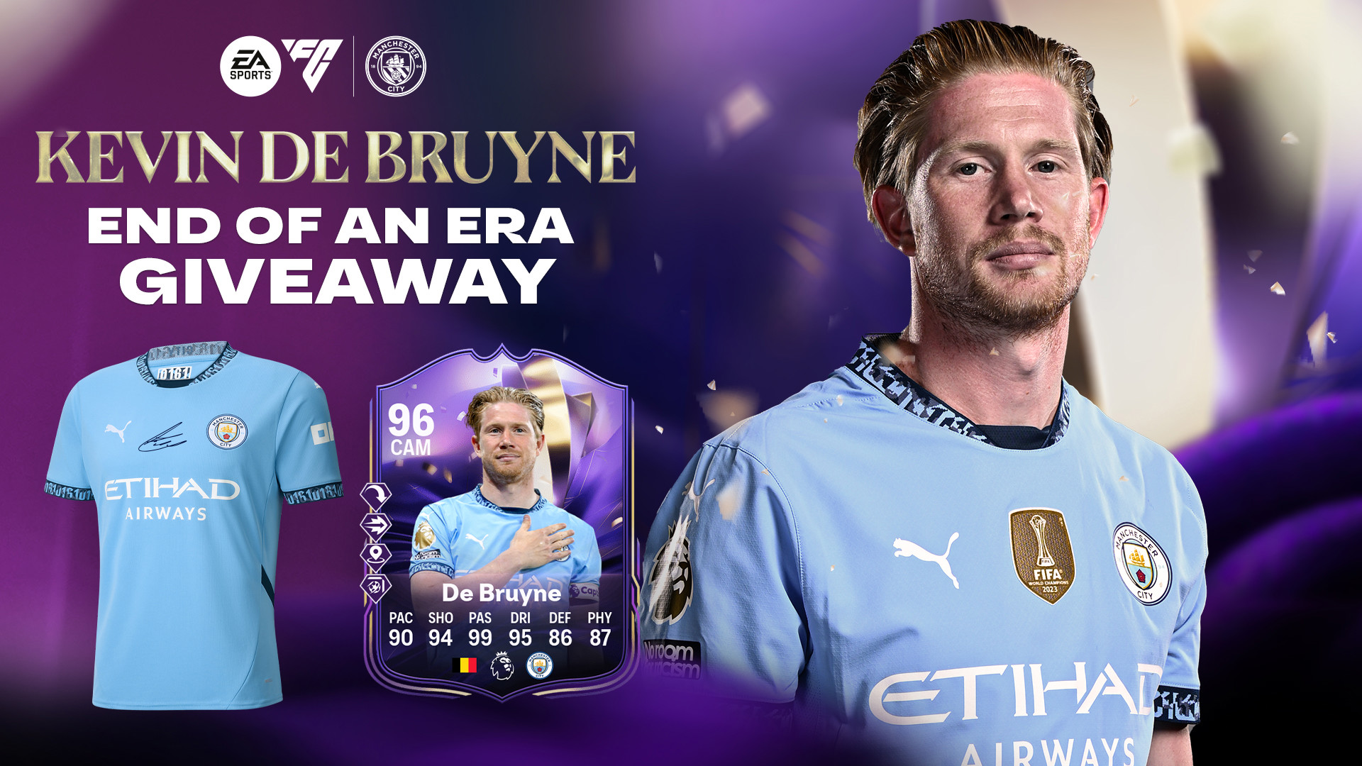 Win a signed KDB shirt and his physical End of an Era item with EA SPORTS FC!