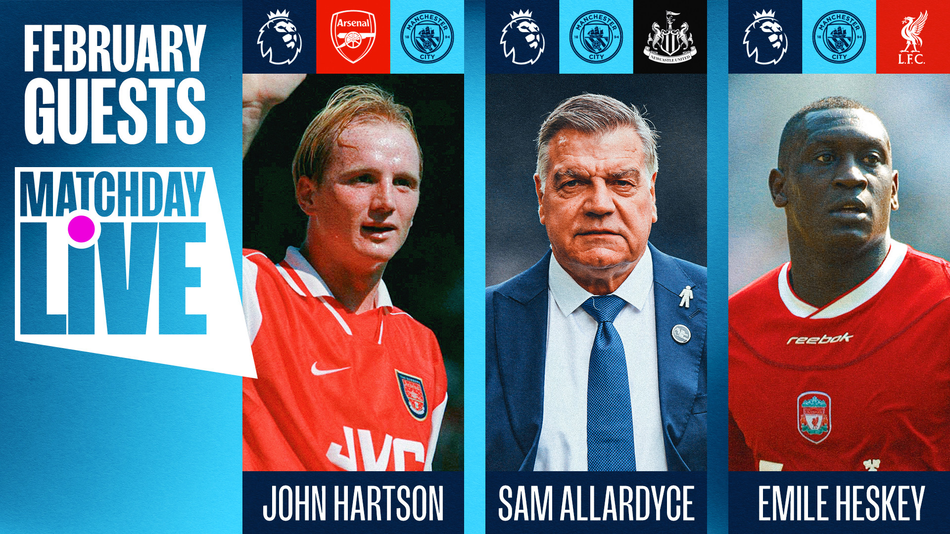 Big Sam, Hartson and Heskey confirmed as February Matchday Live line-up ...