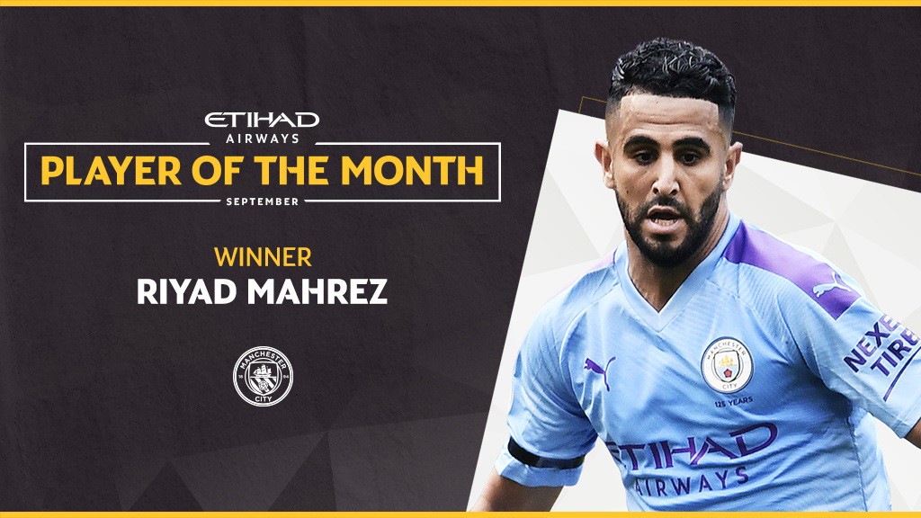 Mahrez voted September Etihad Player of the Month