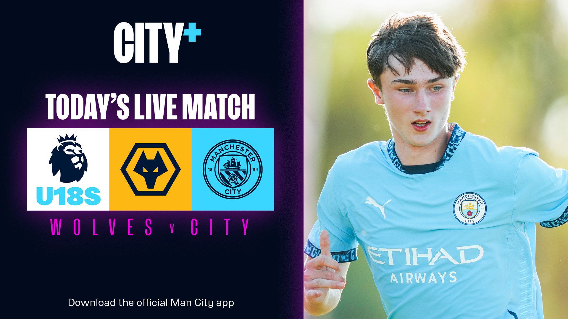 Watch City's U18s Premier League North trip to Wolves live on CITY+ today